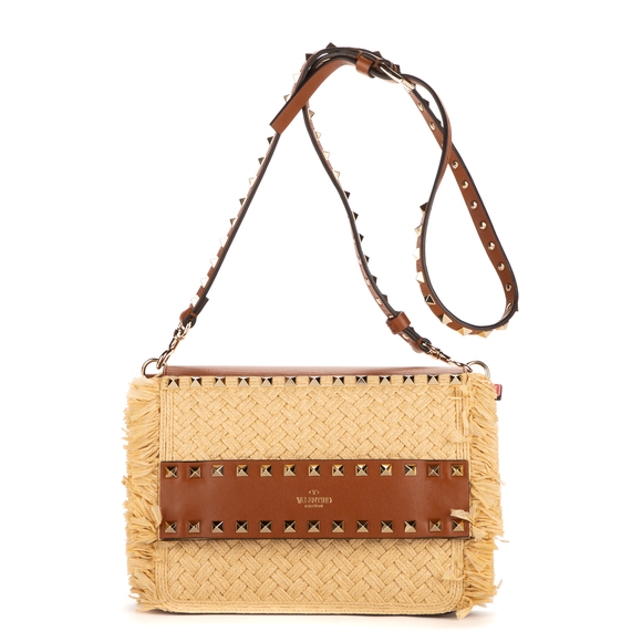 Valentino | Bags | Valentino Rockstud Raffia Flap Bag | Poshmark